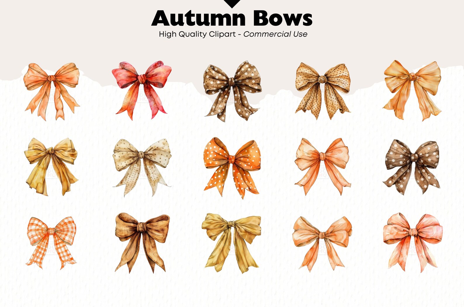 Autumn Bow Clipart Bundle | Fall Themed Bows | Digital Download PNG ...