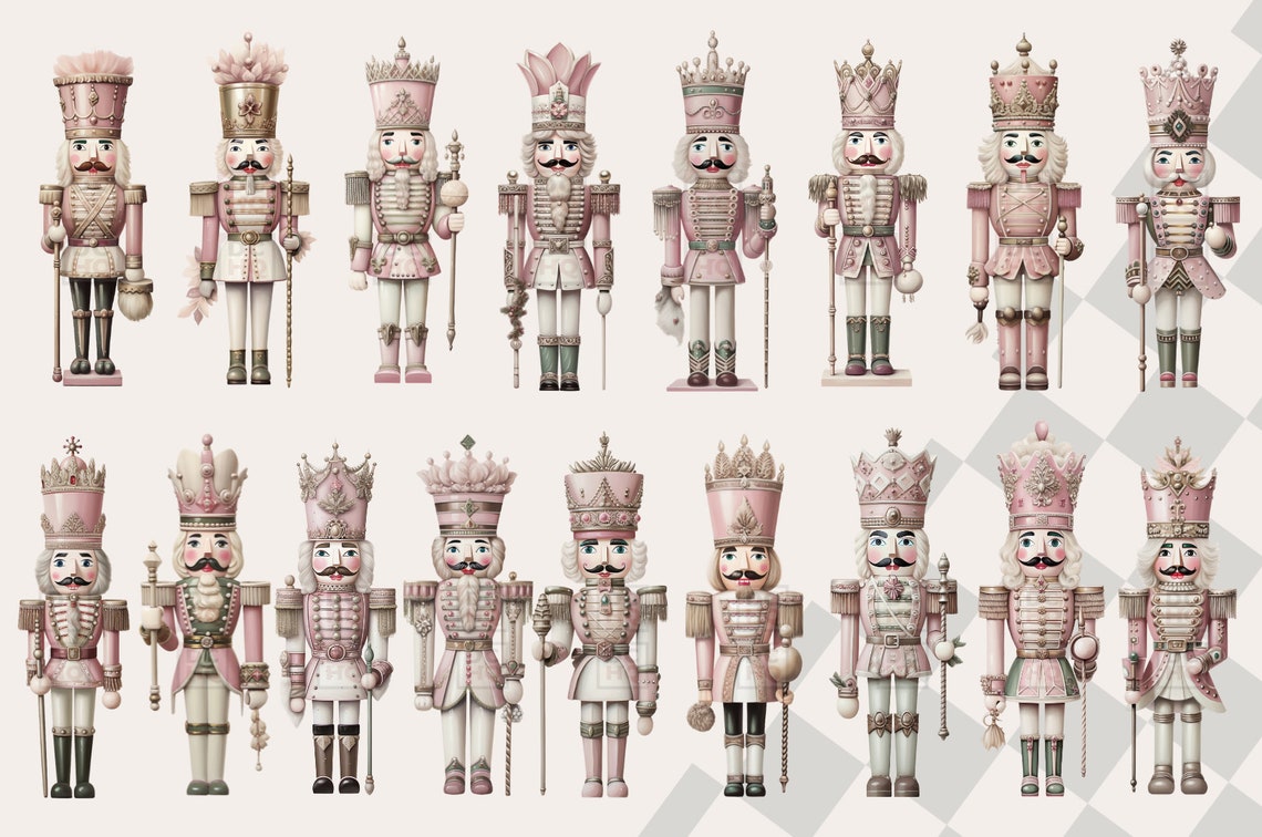 Pink Christmas Nutcracker Clipart Set, Yuletide Watercolor, Cute ...