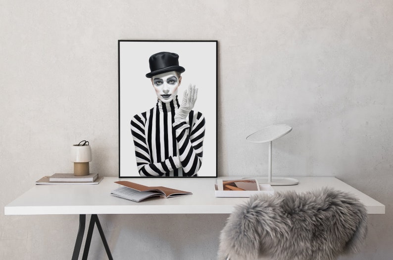 Mime Artist Clipart Bundle Vintage Performer Watercolor PNG - Etsy