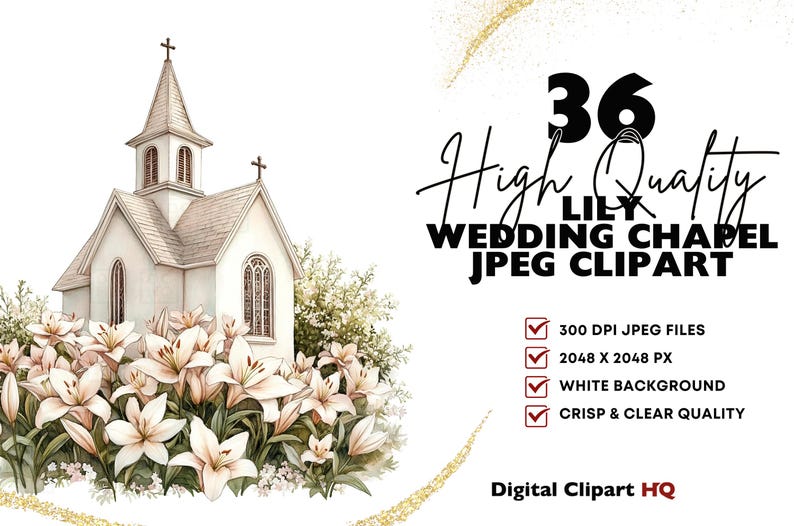 Floral Wedding Chapel JPEG Clipart Commercial Use Lily Church Graphics ...
