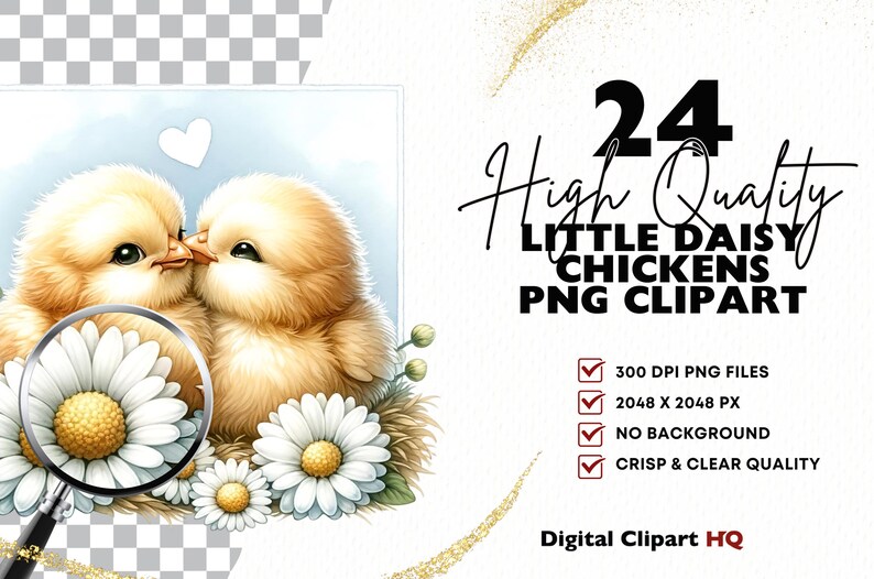 Cute Daisy Chickens Clipart Bundle Spring Animals Digital Download PNG ...