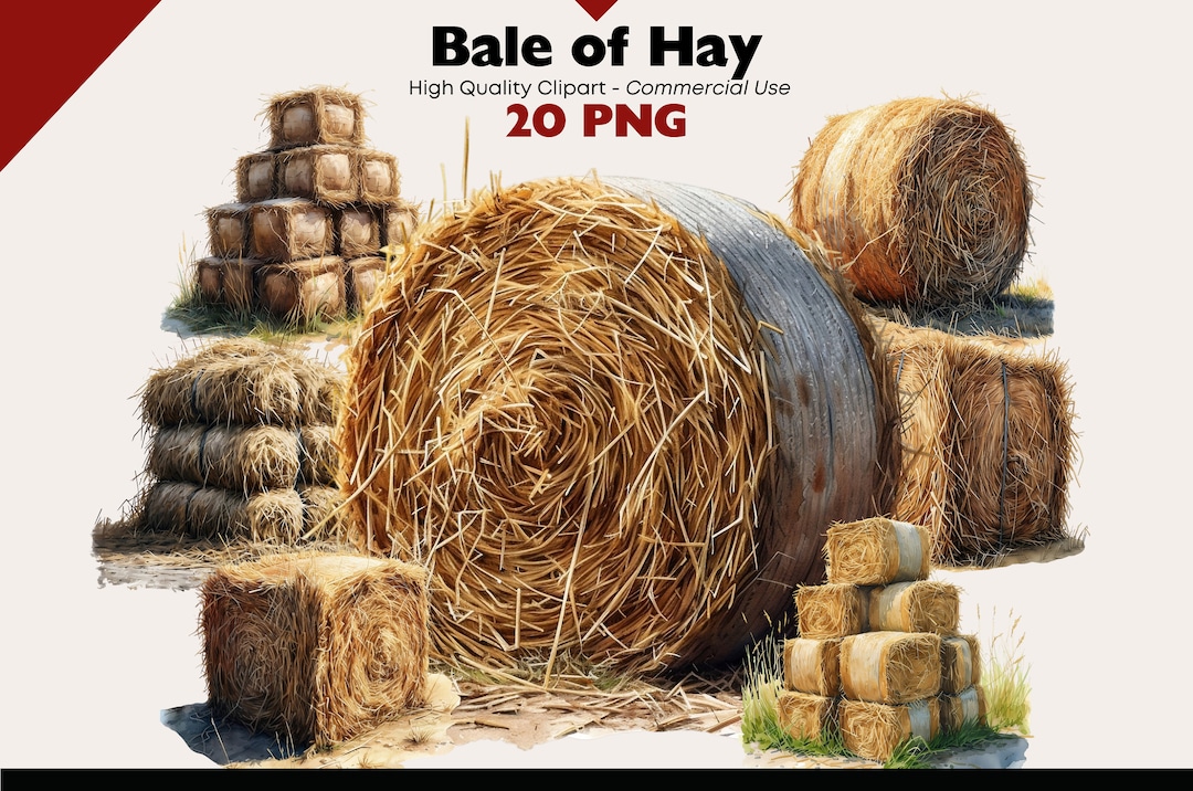 Bale of Hay Clipart Bundle, Farm Yard Hay Watercolor, Farming ...