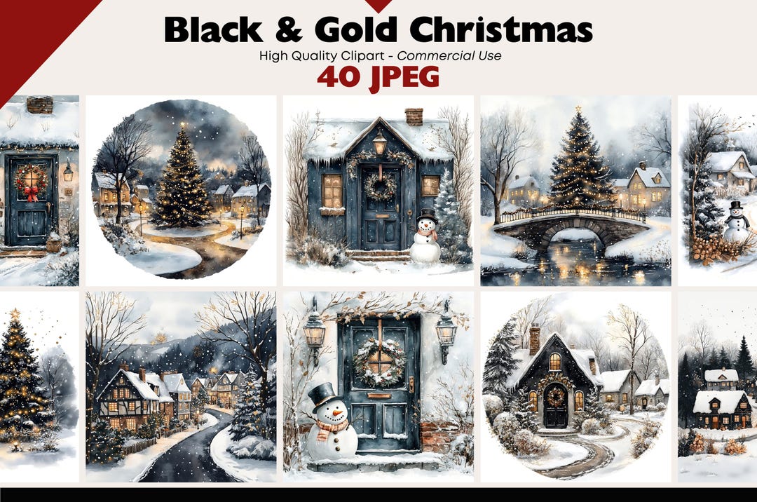 Winter Scenes Clipart Bundle Snowy Landscapes Graphics Digital Download ...