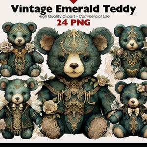 Vintage Teddy Bear Clipart Bundle, Magical Bear Watercolor, Cute Teddy ...