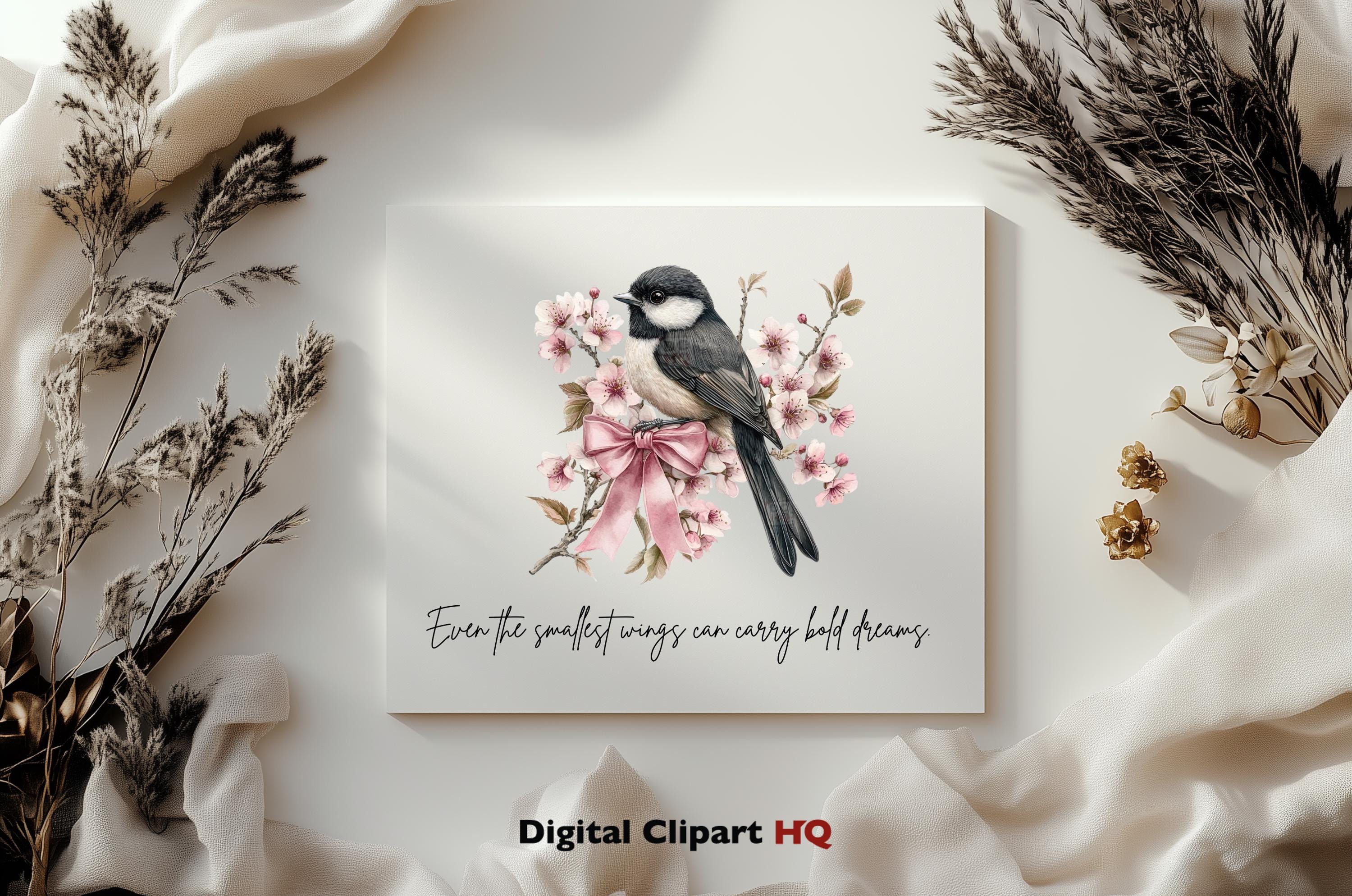 Cherry Blossom Chickadees Clipart – 70 Romantic Spring Bird Pngs for ...