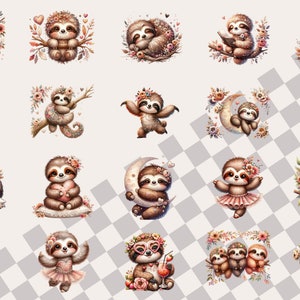 Cute Sloth Clipart, Printable Dancing Sloth PNG, Adorable Sloth With ...