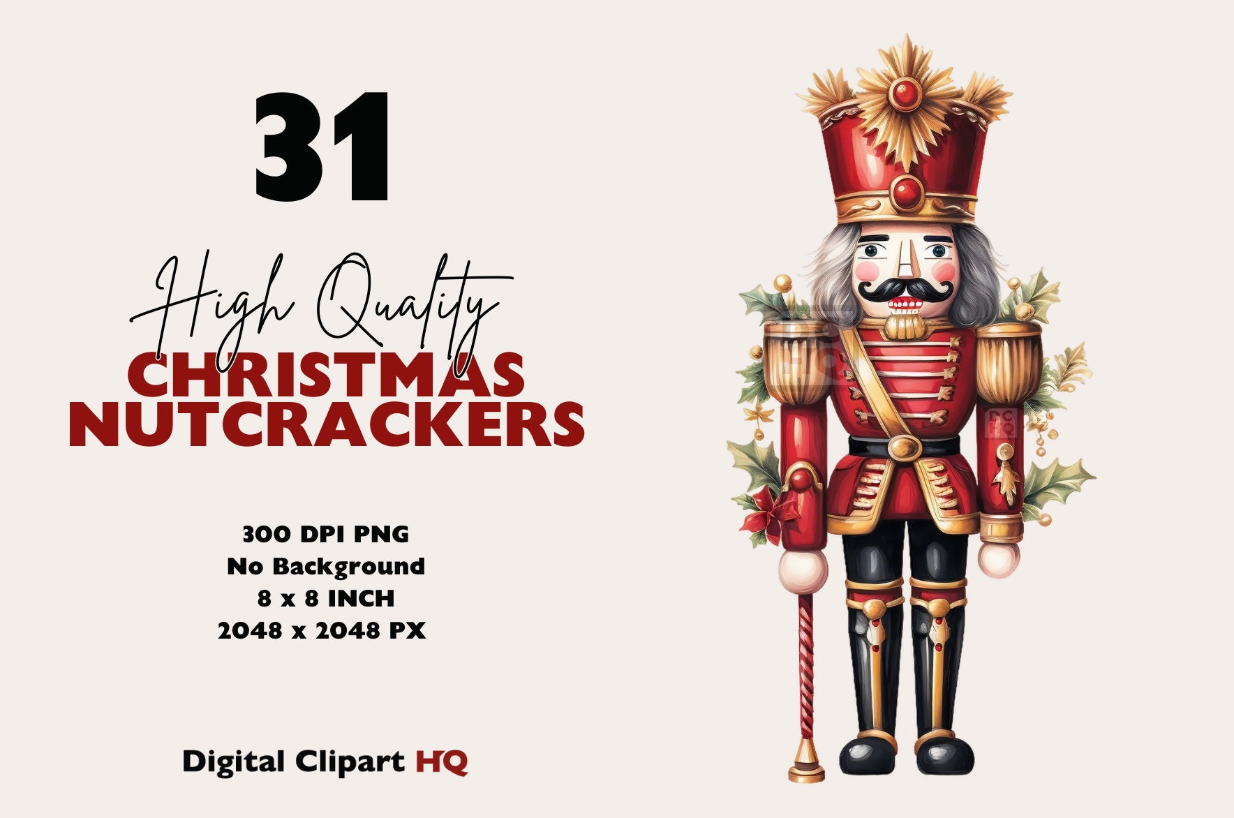 Christmas Nutcracker Clipart Bundle Yuletide Watercolor Cute - Etsy