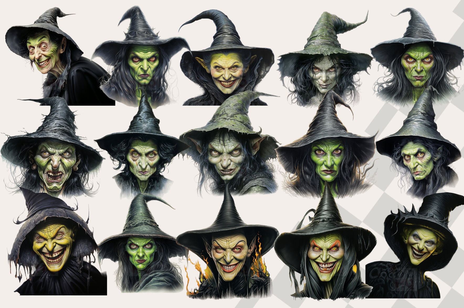 Ugly Wicked Witch Clipart Bundle Witch PNG Scary Watercolor - Etsy UK
