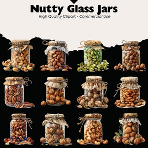 Mixed Nuts Clipart Bundle, Glass Jar Watercolor, Healthy Snacks ...