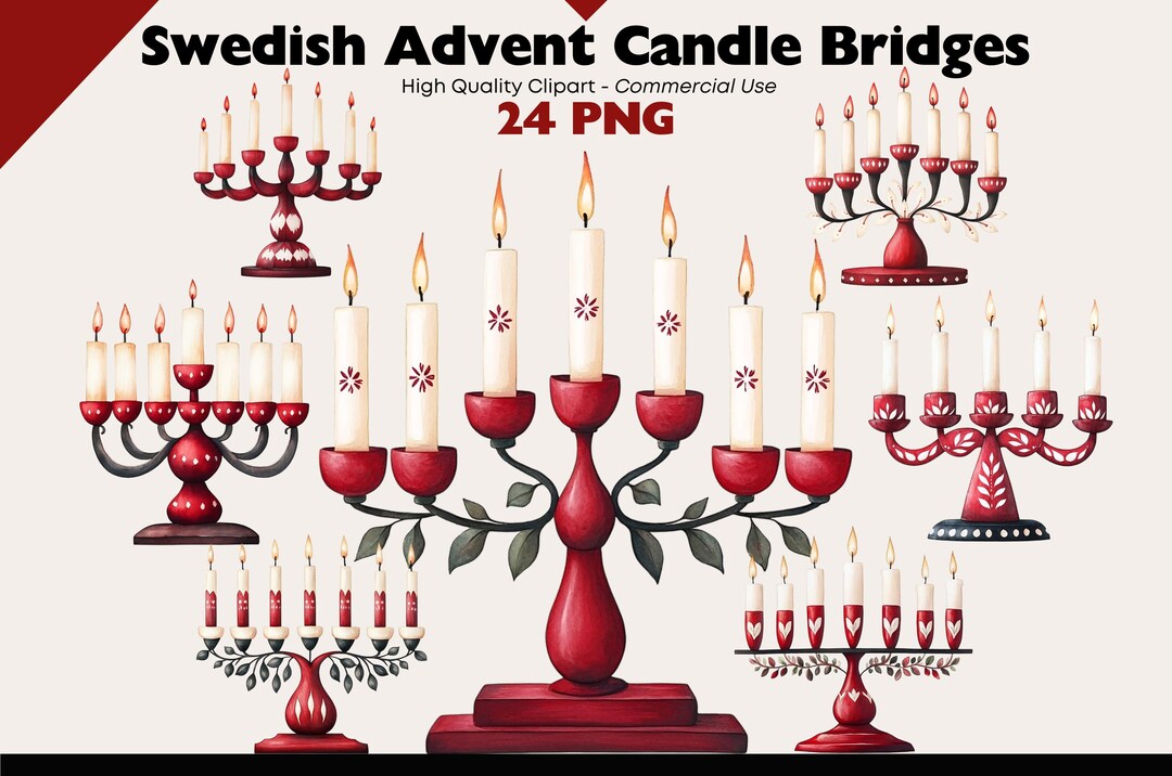 Swedish Advent Candle Bridge Clipart PNG, Scandinavian Christmas Lights ...