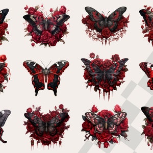 Red Rose Moth Clip Art, Moth PNG, Butterfly PNG, Red Butterfly Clipart ...