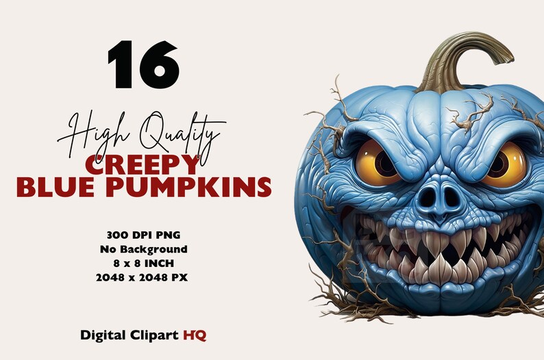 Scary Pumpkin Clipart, Pumpkins Digital Download, PNG Pumpkins ...