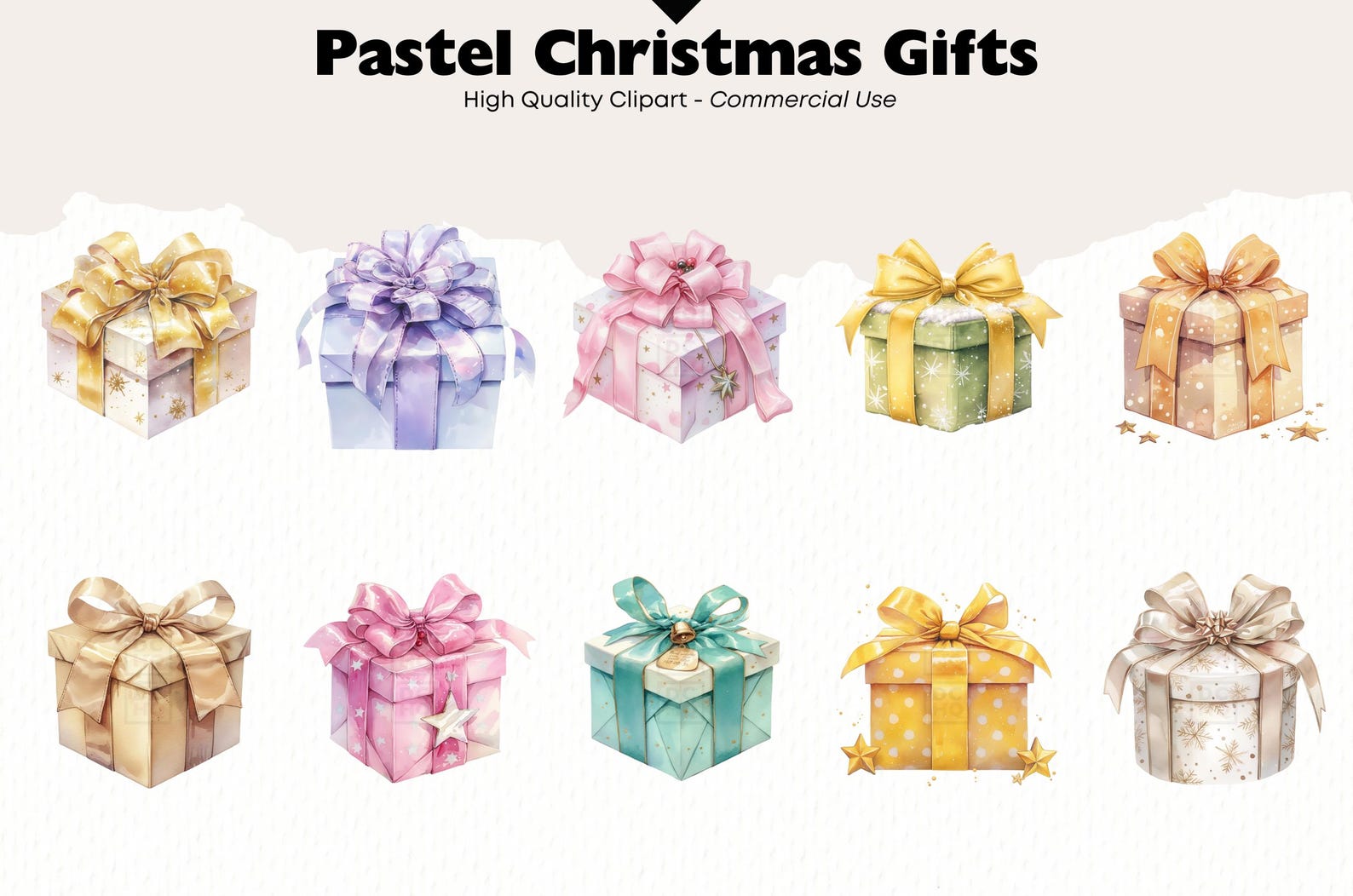 Pastel Christmas Gifts Clipart Bundle Traditional Winter Graphics ...