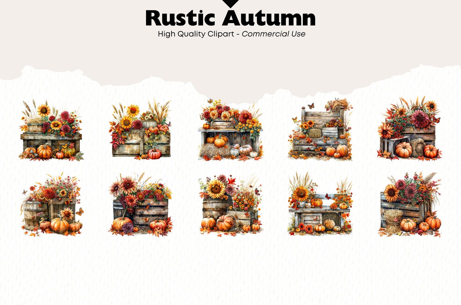 Rustic Autumn Clipart Bundle Watercolor Countryside Graphics Digital ...