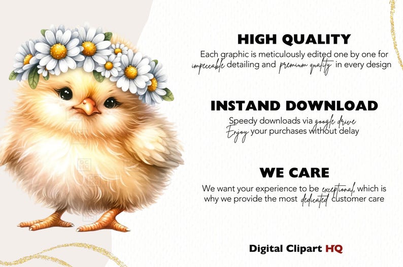 Cute Daisy Chickens Clipart Bundle Spring Animals Digital Download PNG ...