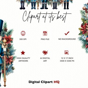 Christmas Nutcracker Clipart Bundle, Blue Nutcrackers Watercolor, Cute ...