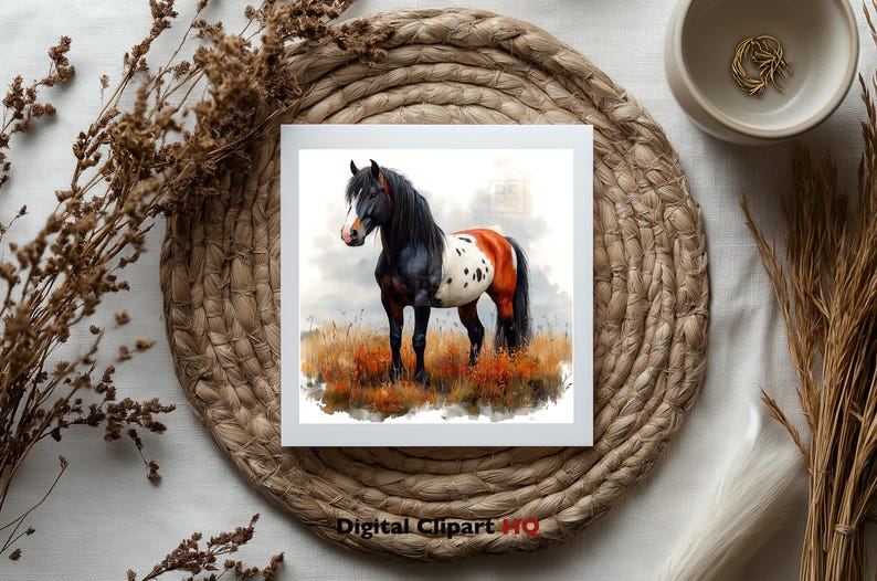 Wild Horses Clipart Bundle, Majestic Horse Landscape JPEG, Rustic ...