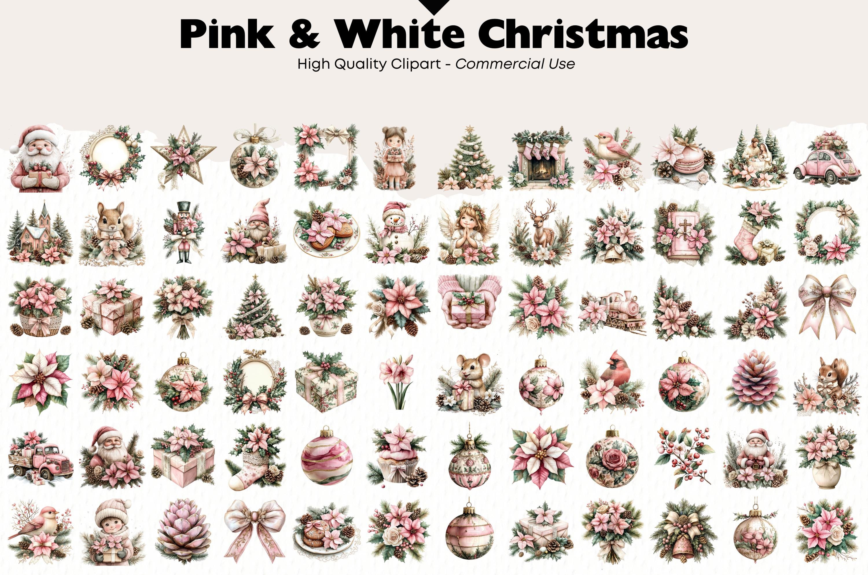 Pink Christmas Clipart Bundle | Holiday Season Clipart | Pink Winter ...