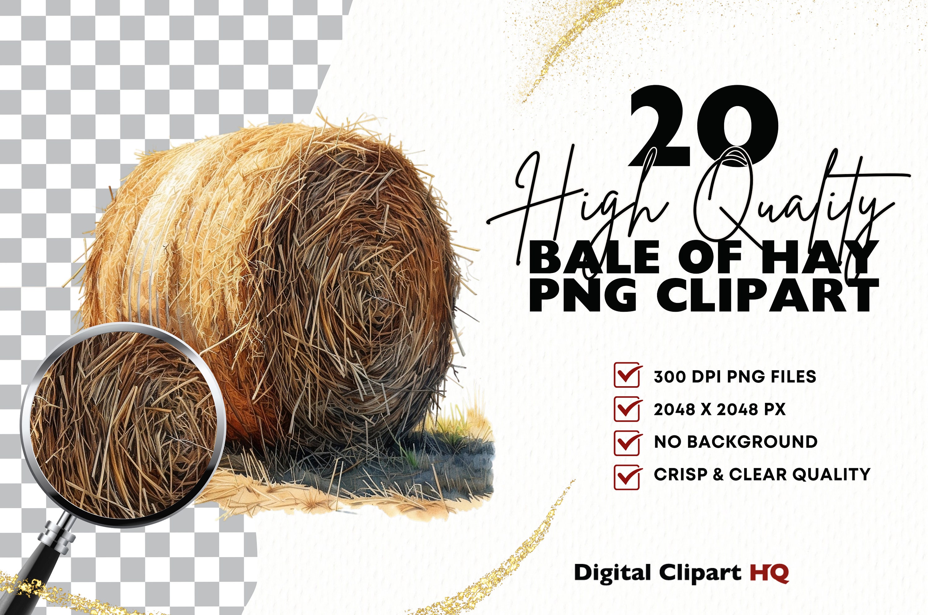 Bale of Hay Clipart Bundle, Farm Yard Hay Watercolor, Farming ...