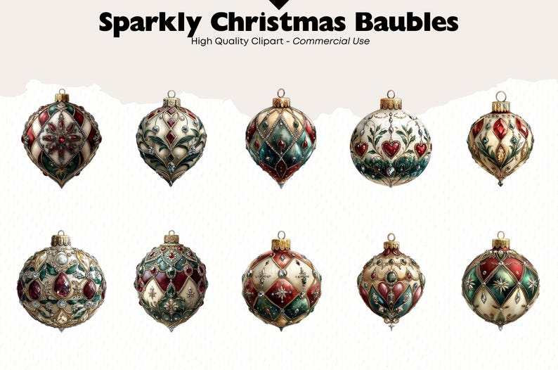 Christmas Ornaments Clipart Bundle Traditional Winter Graphics Digital ...