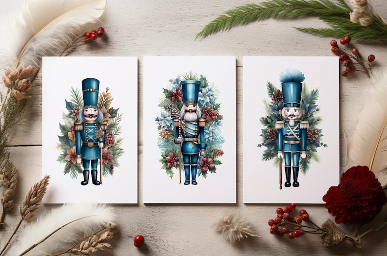 Christmas Nutcracker Clipart Bundle, Blue Nutcrackers Watercolor, Cute ...