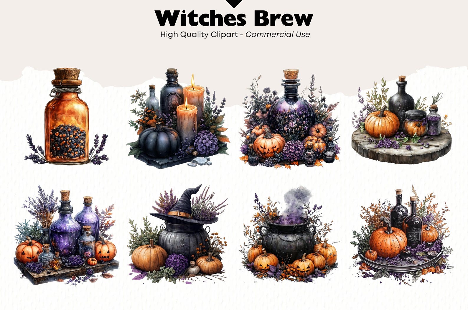 Witches Brew Clipart Bundle Watercolor Magic Potion Graphics PNG ...