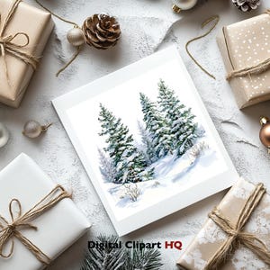 Winter Pine Clipart Bundle Snowy Landscapes Graphics Digital Download ...