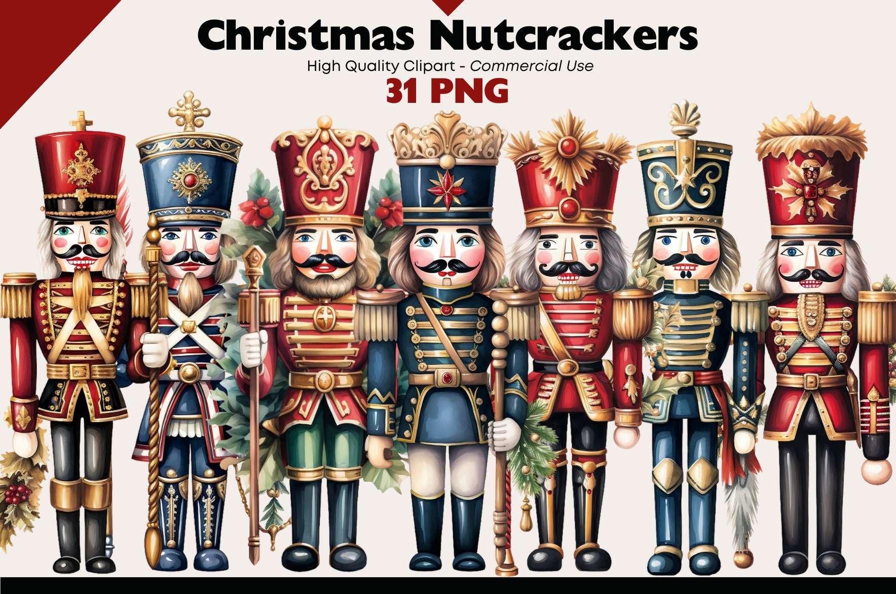 Christmas Nutcracker Clipart Bundle Yuletide Watercolor Cute - Etsy
