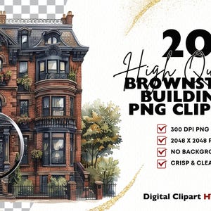 Brownstone Building Clipart Bundle Manhattan Apartment Buildings ...