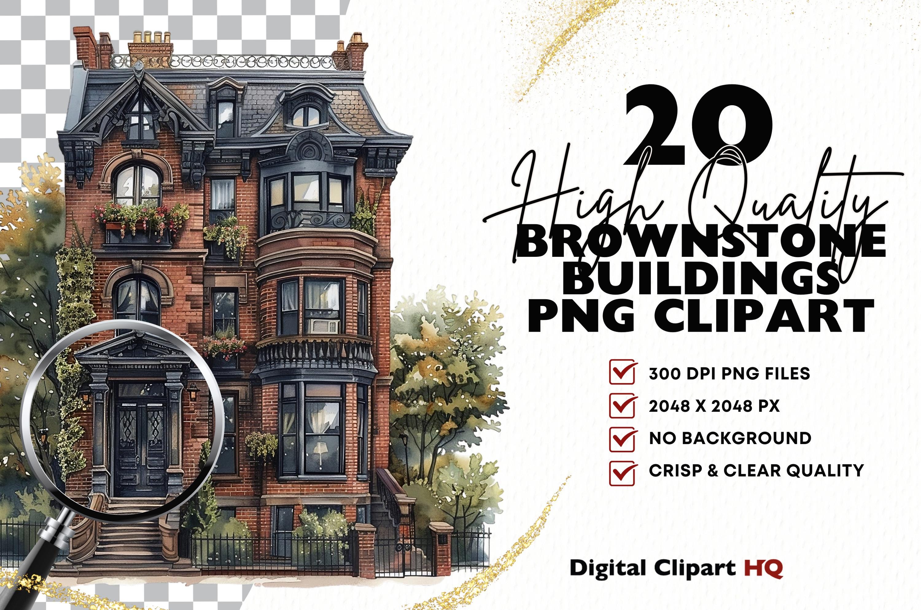 Brownstone Building Clipart Bundle Manhattan Apartment Buildings ...