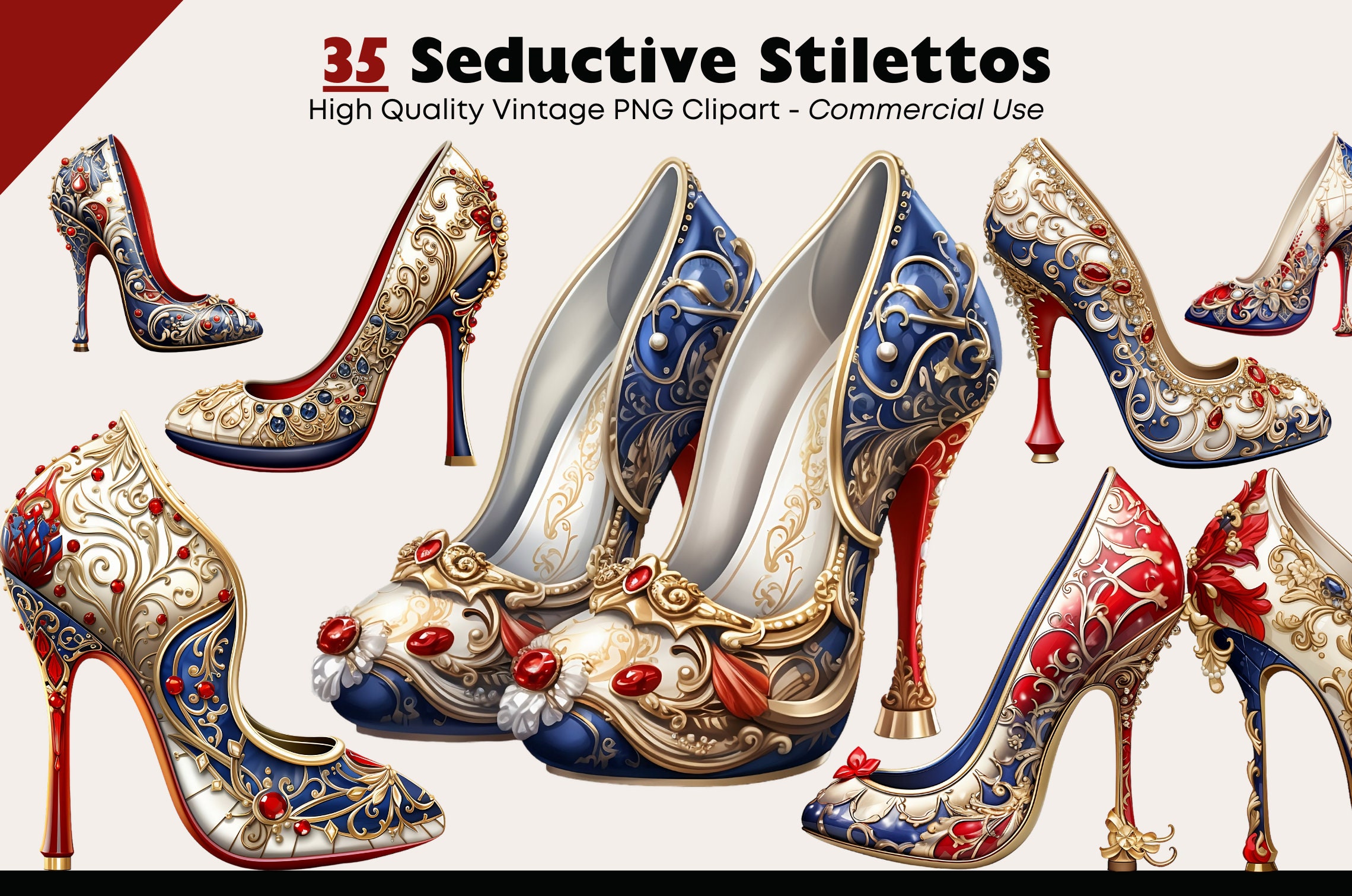 Vintage Stilettos Clipart Bundle Masquerade Ball Sparkly Etsy