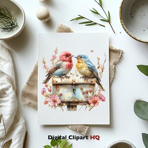 Pastel Birds Clipart Bundle Fantasy Watercolor Bird Clip Art Graphics ...