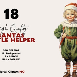 Watercolor Christmas Kids Clipart Bundle, Santa's Little Helper Clip ...