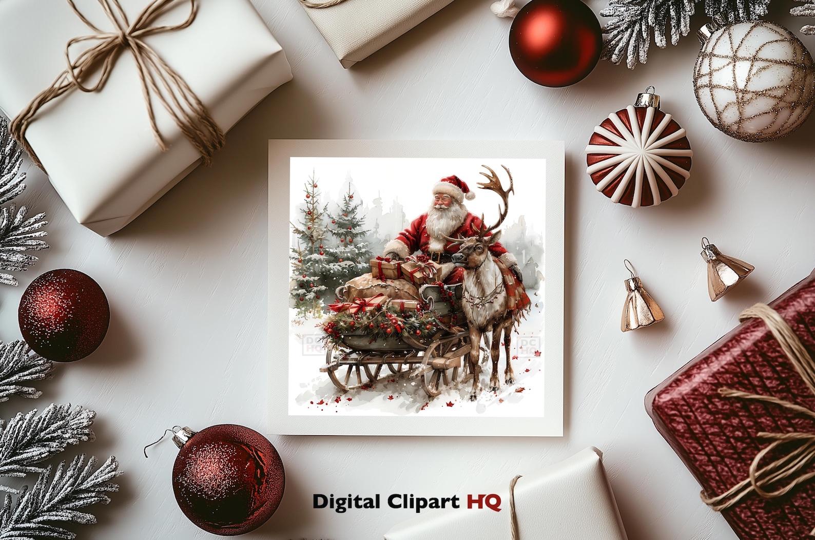 Santa's Sleigh Ride Clipart Bundle Snowy Landscapes Graphics Digital ...