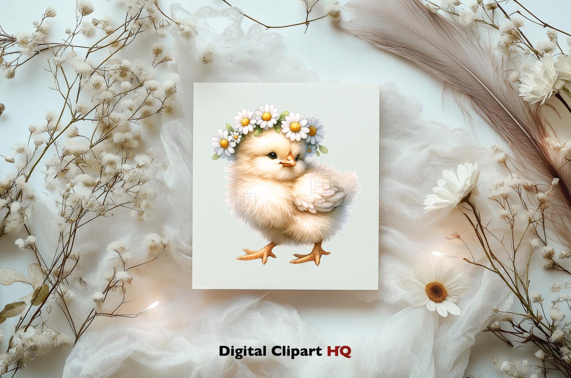 Cute Daisy Chickens Clipart Bundle Spring Animals Digital Download PNG ...