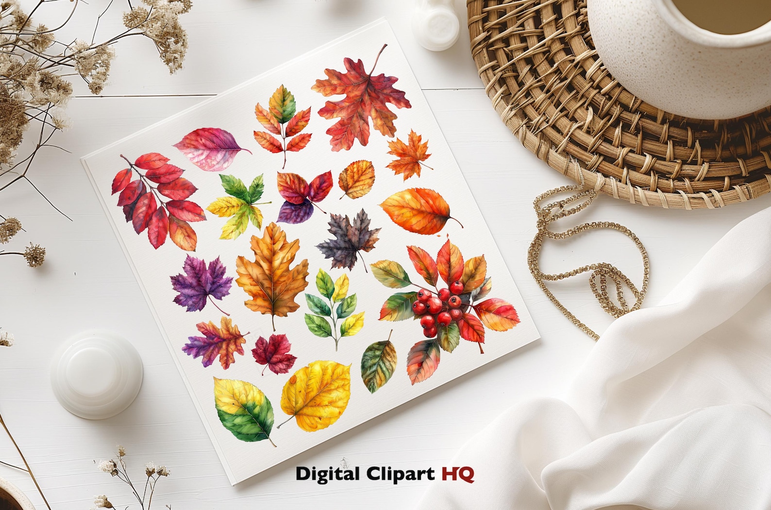 Autumn Leaves Watercolor Clipart Bundle Fall Watercolor Maple Leaf Png ...