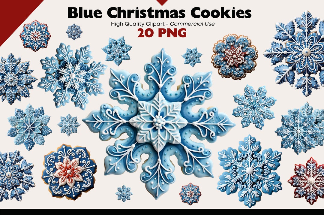Blue Gingerbread Cookie Clipart Bundle, Christmas Cookies PNG ...