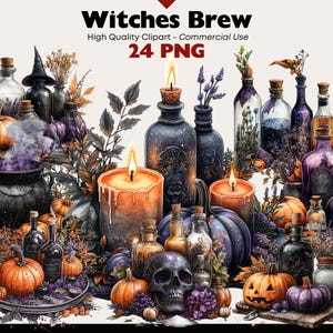 Witches Brew Clipart Bundle Watercolor Magic Potion Graphics PNG ...