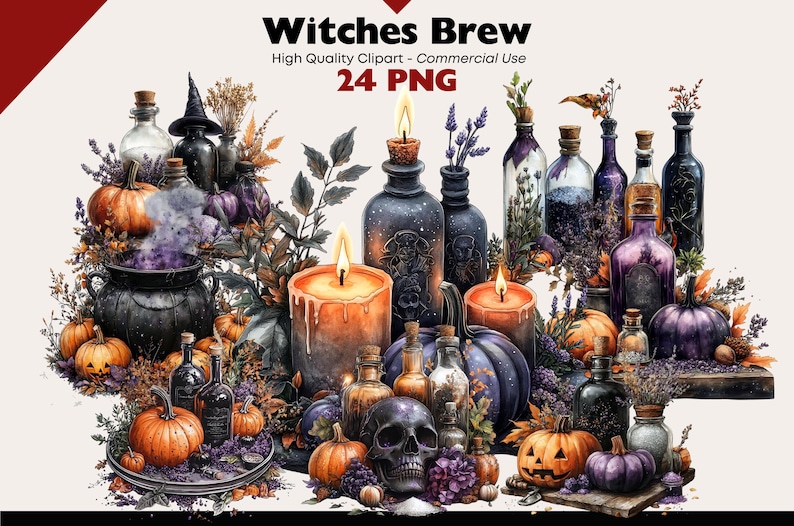 Witches Brew Clipart Bundle Watercolor Magic Potion Graphics PNG ...
