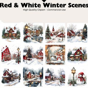 Winter Scenes Clipart Bundle Snowy Landscapes Graphics Digital Download ...