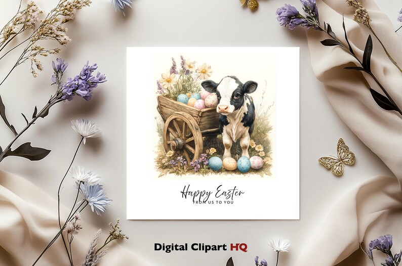 Easter Farm Animals Clipart JPEG Bundle, Spring Baby Animals With Eggs ...
