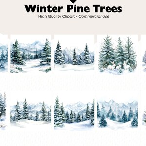 Winter Pine Clipart Bundle Snowy Landscapes Graphics Digital Download ...