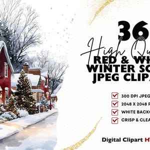 Winter Scenes Clipart Bundle Snowy Landscapes Graphics Digital Download ...