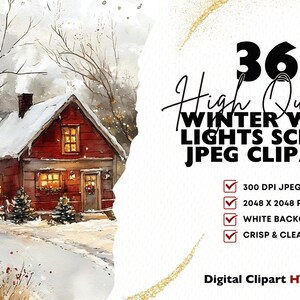 Winter Scenes Clipart Bundle Snowy Landscapes Graphics Digital Download ...