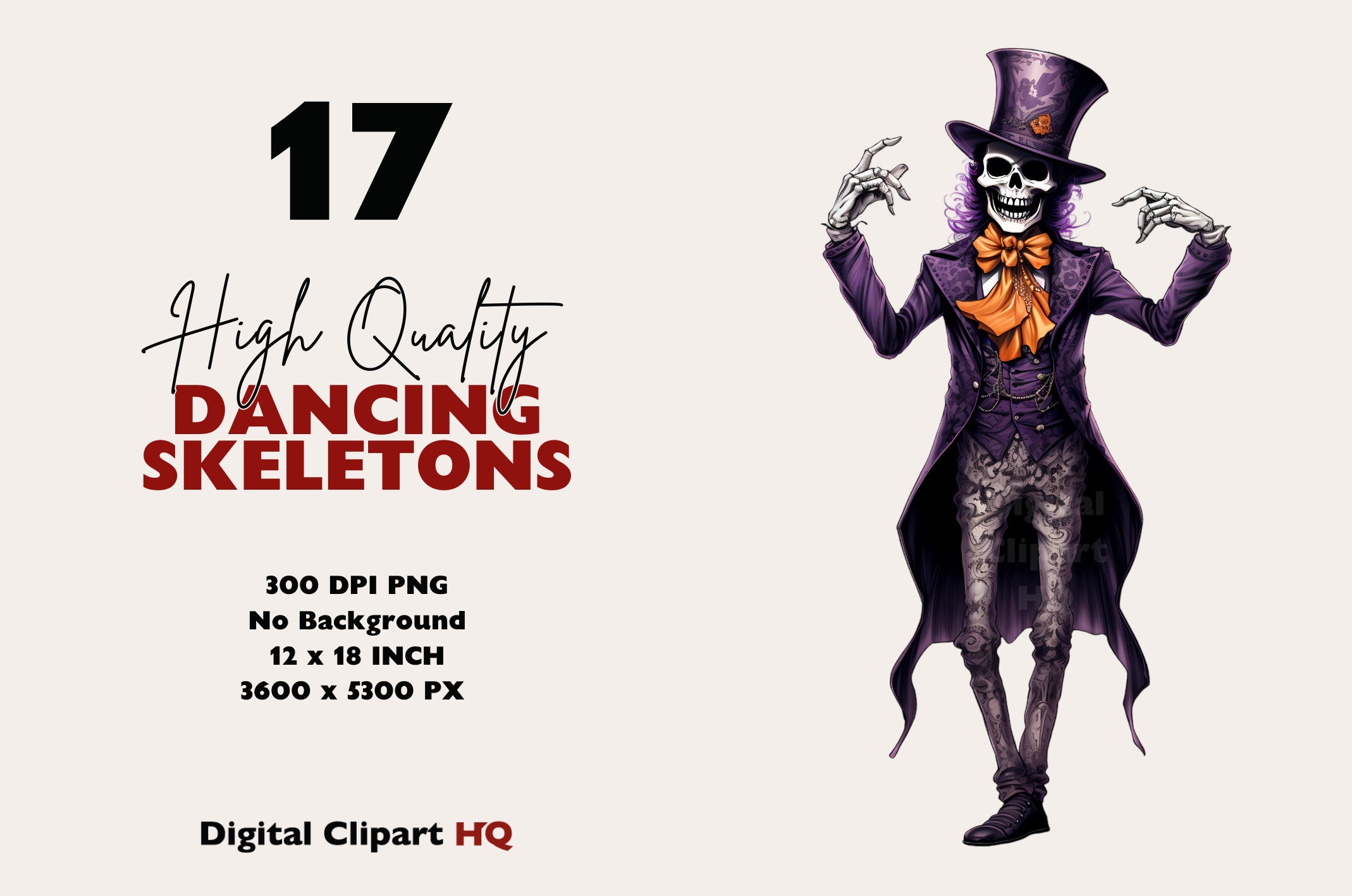 Dancing Skeleton Clipart Spooky PNG Halloween Watercolor - Etsy