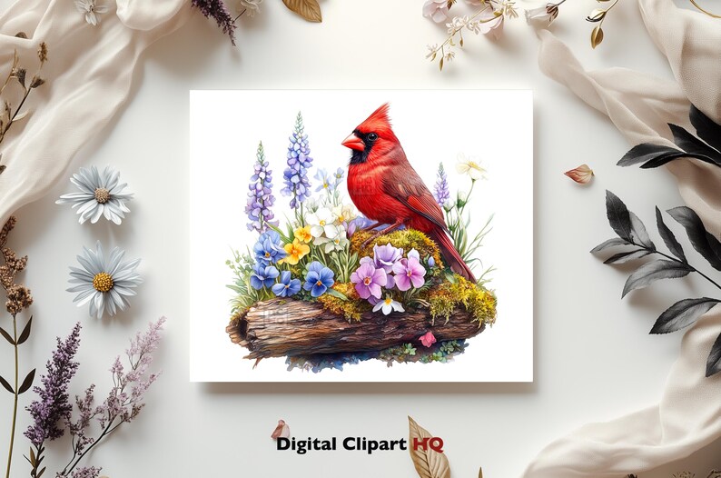 Spring Birds Clipart PNG Bundle, Floral Songbirds and Garden Birds ...