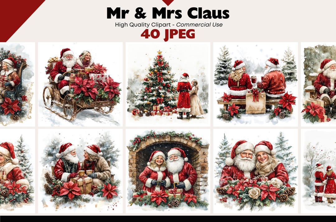 Santa Scenes Clipart Bundle Snowy Landscapes Graphics Digital Download ...