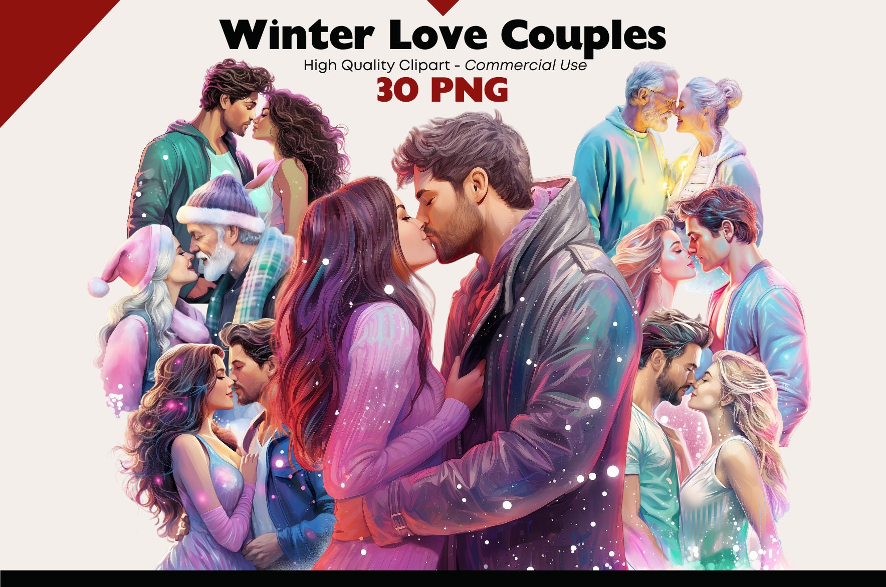 Winter Love Couple Clipart Bundle Pastel Boyfriend and - Etsy