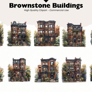 Brownstone Building Clipart Bundle Manhattan Apartment Buildings ...