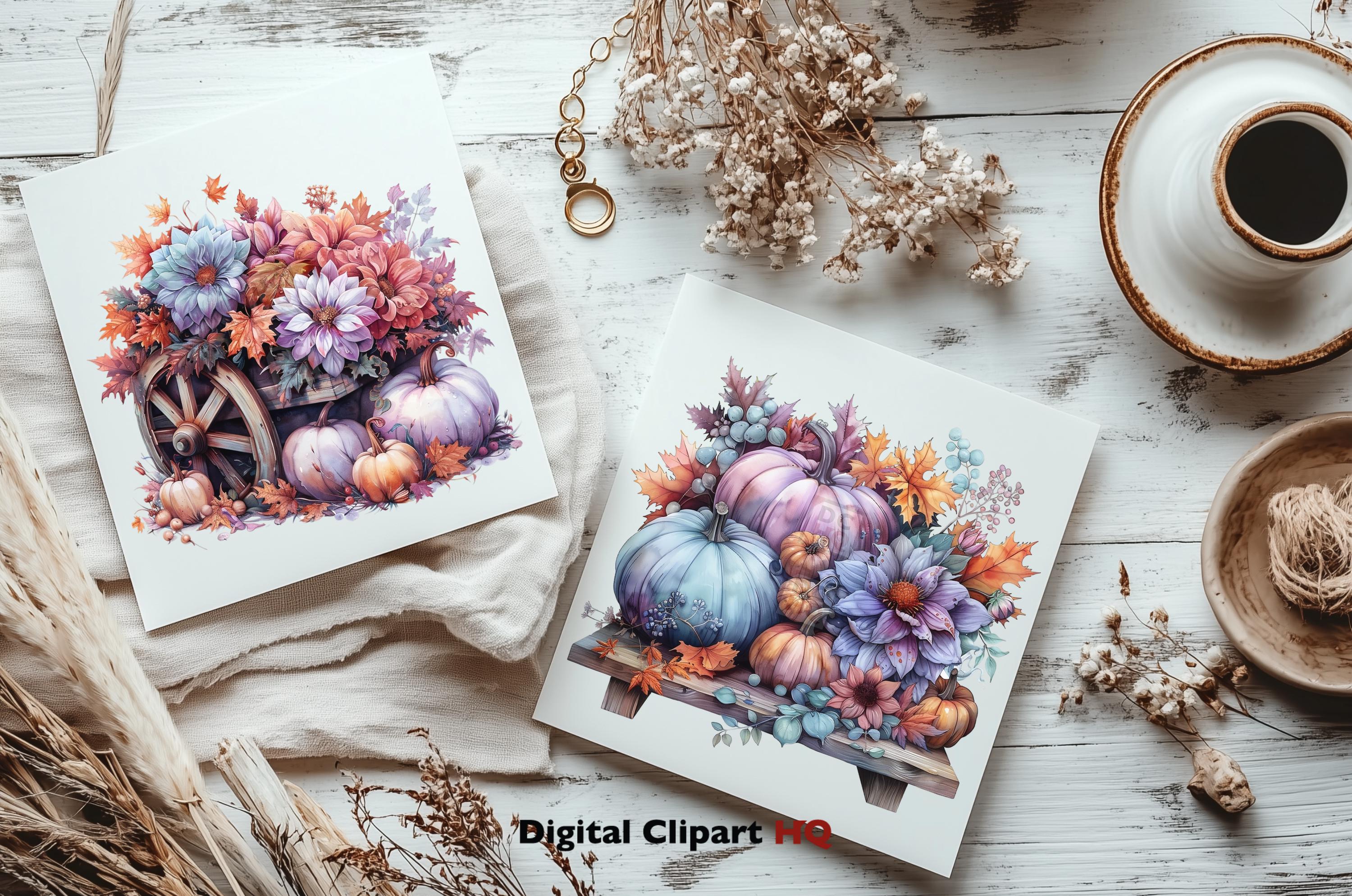 Pastel Autumn PNG Clipart Big Bundle Watercolor Pastel Halloween PNG ...